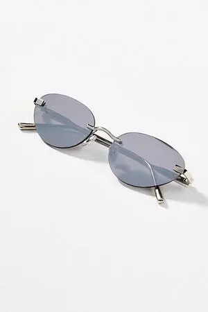 ELISA JOHNSON Oval Metal Sunglasses Silver