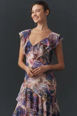 Bhldn Gaia Asymmetric Ruffled Maxi Dress