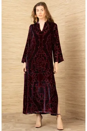 Hale Bob Emberlynn Velvet Maxi Dress - Burgundy / Purple