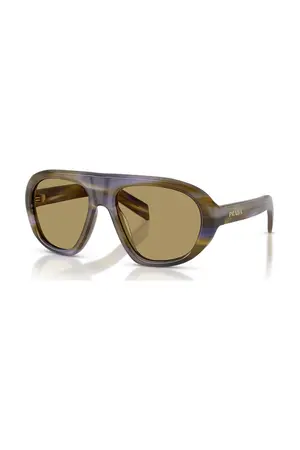 Prada Acetate Irregular Full Rim Sunglasses - Green