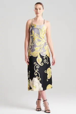 Natori Printed Charmeuse Slip Dress