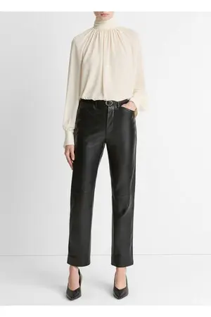 Vince Leather Straight-leg Trouser