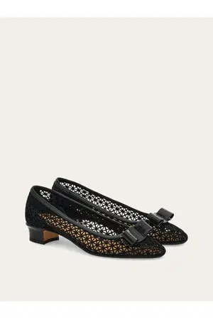 FERRAGAMO Vara Bow Macramé Lace Pumps