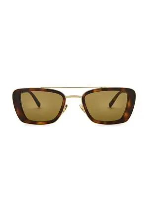 Saint Laurent Rectangular Sunglasses - Havana & Brown
