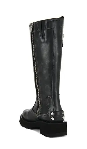 GANNI Knee High Studded Boots With Zip Closure