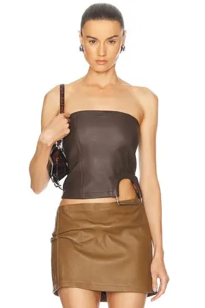 JADE CROPPER Leather Bustier Top