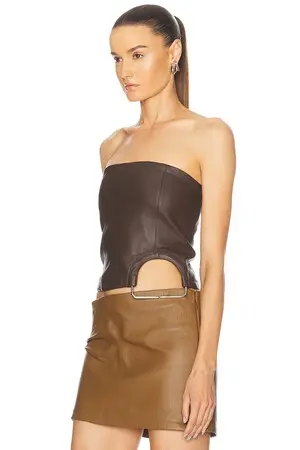 JADE CROPPER Leather Bustier Top