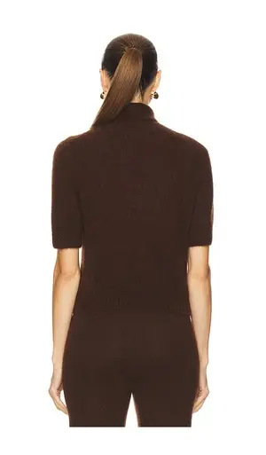 W. CASHMERE Tansy Short Sleeve Pullover - Chocolate