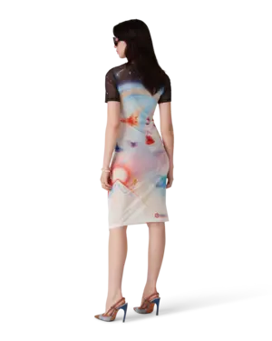 Casablanca Galactic Connection Mesh Short Sleeve Dress