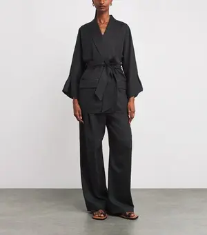Eleventy Wool-blend Belted Kimono Jacket