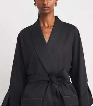 Eleventy Wool-blend Belted Kimono Jacket
