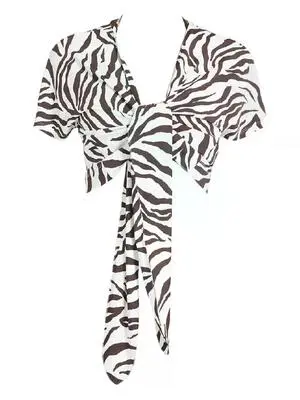 Max Mara Favore Zebra-pattern Top - White