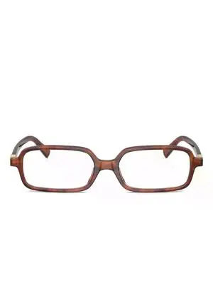 Miu Miu Tortoiseshell-pattern Rectangle-frame Glasses - Brown