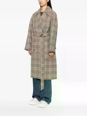 Lacoste Plaid Double-breasted Coat