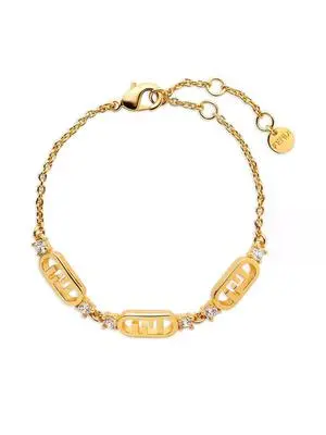 Fendi Crystal-embellished Logo Bracelet - Gold