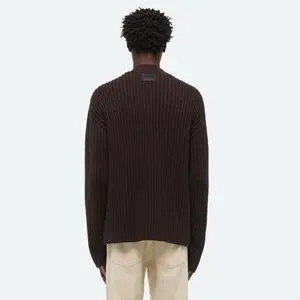 Helmut Lang Ribbed V-neck Cardigan - Dark Brown