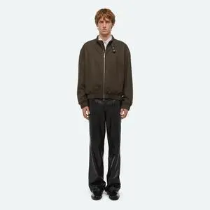 Helmut Lang Belted Wool Flannel Bomber Jacket