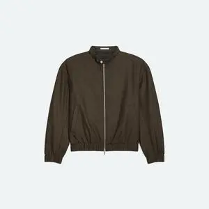 Helmut Lang Belted Wool Flannel Bomber Jacket