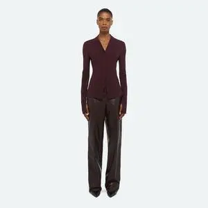 Helmut Lang Viscose Blazer Top - Mahogany