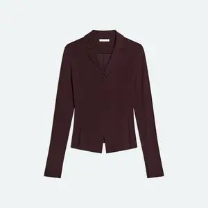 Helmut Lang Viscose Blazer Top - Mahogany