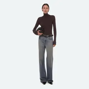 Helmut Lang Ribbed Turtleneck With Layered Shrug Effect - Truffle