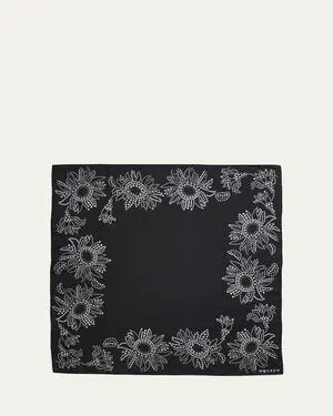 Alexander McQueen Crystal Exploded Sunflower Silk Scarf - Black/ligh