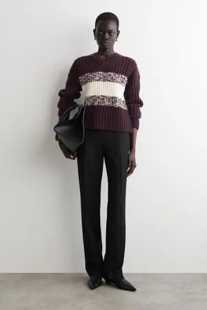 Cos Textured Merino Wool V-neck Sweater