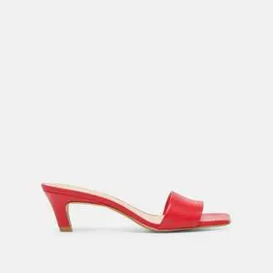 DOLCEVITA Rexa Kitten Heel Mules - Chili Leather