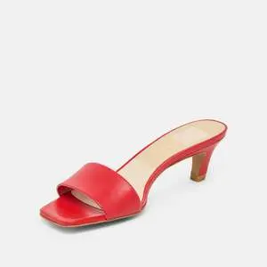DOLCEVITA Rexa Kitten Heel Mules - Chili Leather