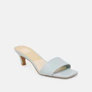 DOLCEVITA Rexa Kitten Heel Mules - Ice Blue Leather
