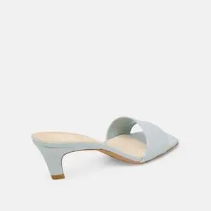 DOLCEVITA Rexa Kitten Heel Mules - Ice Blue Leather