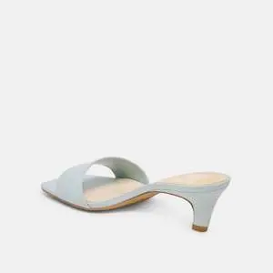 DOLCEVITA Rexa Kitten Heel Mules - Ice Blue Leather