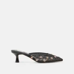 DOLCEVITA Clara Floral Kitten Mule - Black Mesh