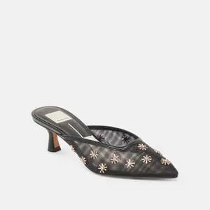 DOLCEVITA Clara Floral Kitten Mule - Black Mesh