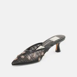 DOLCEVITA Clara Floral Kitten Mule - Black Mesh