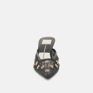 DOLCEVITA Clara Floral Kitten Mule - Black Mesh