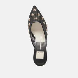 DOLCEVITA Clara Floral Kitten Mule - Black Mesh