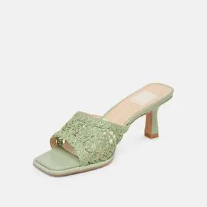DOLCEVITA Maylah Raffia Macrame Kitten Heel Sandals