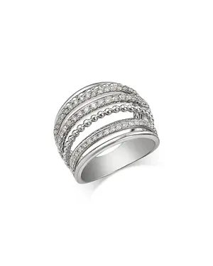 Bloomingdale'S Diamond Multi Row Ring 1.0 Tcw In 14k White Gold - Yellow Gold