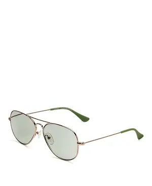 CADDIS Mabuhay Aviator Reading Glasses, 58 Mm - Polished Rose Gold - Green