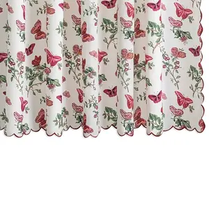 MATOUK Baudin Butterfly Linen Shower Curtain, 72w X 72l - Ruby