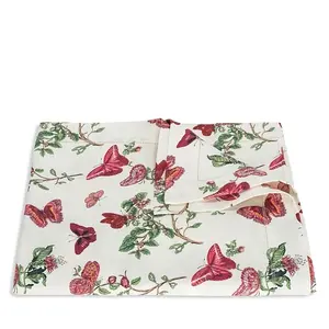 MATOUK Baudin Butterfly Linen Table Runner, 16w X 108l - Ruby