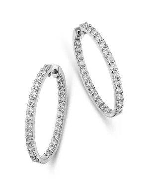 Bloomingdale'S Diamond Hoop Earrings 2.5 Tcw - White Gold