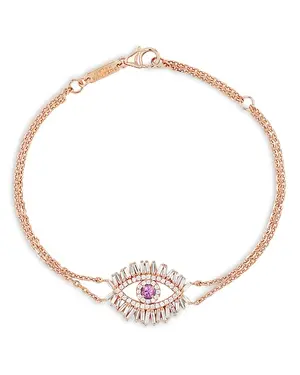 SUZANNE KALAN 18k Pink Sapphire And Diamond Evil Eye Bracelet - Rose Gold