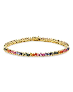SUZANNE KALAN 18k Yellow Rainbow Sapphire Tennis Bracelet - Gold