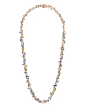 SUZANNE KALAN 18k Rainbow Sapphire & Diamond Tennis Necklace - Rose Gold