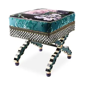 MACKENZIE-CHILDS Moonlight Garden Spill The Tea Accent Stool - Multi