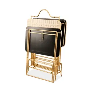 MACKENZIE-CHILDS Mocha Check Cocktail Trays, Set Of 4