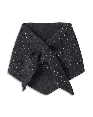 Sandro Rhinestone Knit Triangular Scarf - Charcoal Grey
