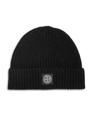 Stone Island Logo Beanie - Black